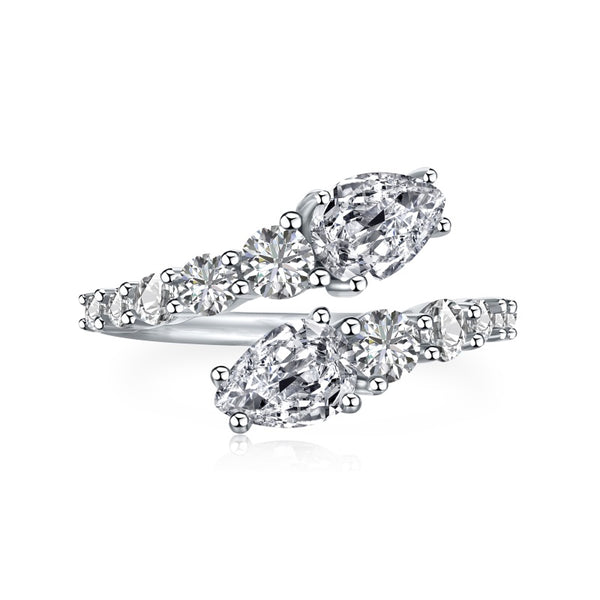 Pear Overlapping Silver Ring – Travel Ring Co