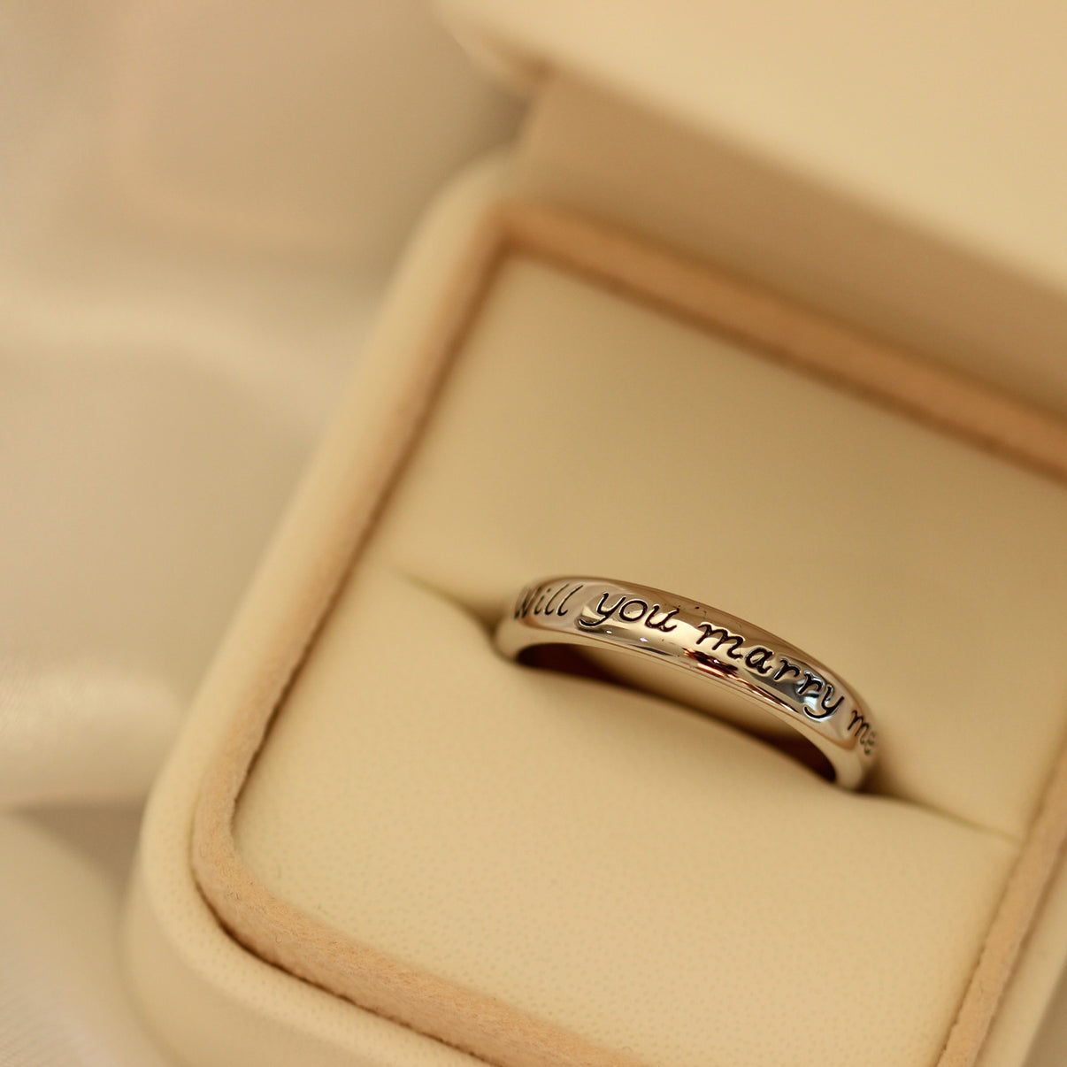 Marry Me Proposal Ring | “Will You Marry Me?” Engraved – Travel Ring Co
